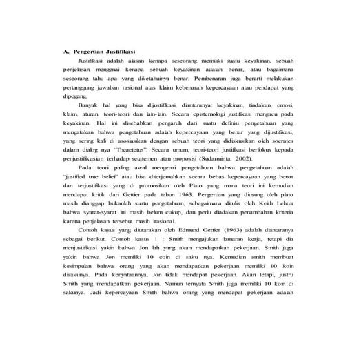 Klp 4 justifikasi dan teori justifikasi | DOCX