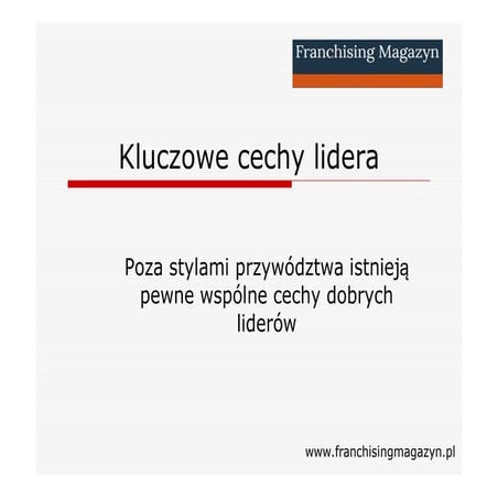 Kluczowe cechy lidera | PDF