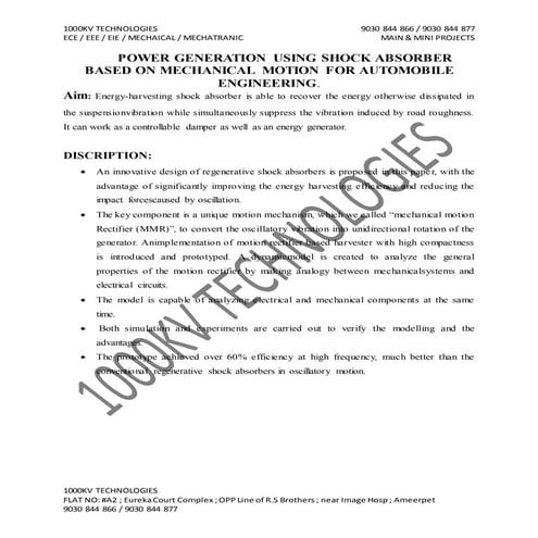 Km22 power generation using shock absorber (wecompress) | DOCX