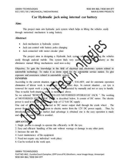 DESIGN AND ANALYSIS OF AUTOMATED INBUILT HYDRAULLIC JACK IN AUTOMOBILES ...
