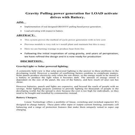 Km66 gravity load based power generation. propelling mass model ...