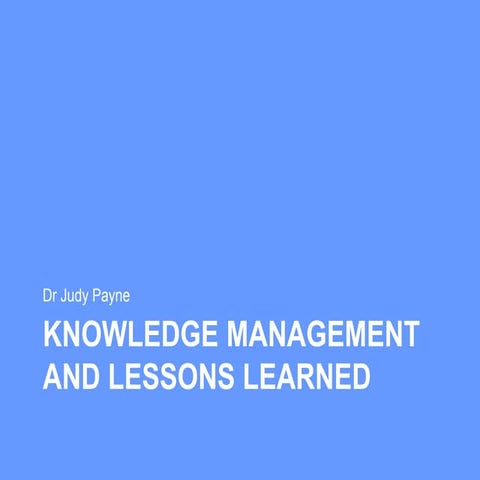 Knowledge management and lessons learned | PDF