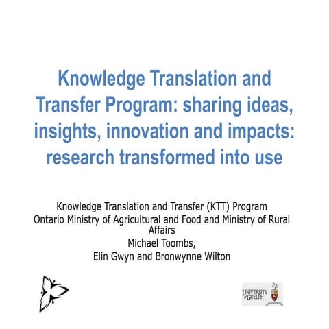 Knowledge translation and transfer program - OMAFRA | PDF