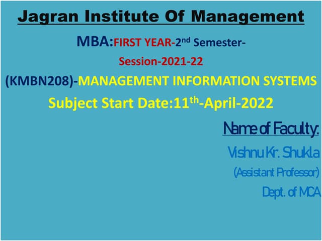 Kmbn 208 Mis Notes Uint 1st And 2ndpptx 0799