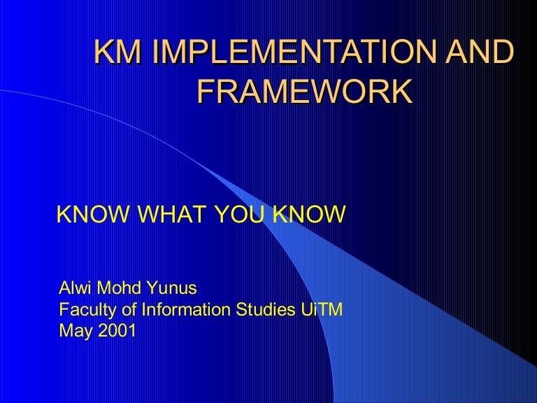 KM Implementation Framework for Special Library KM Implementation Framework for Special Library