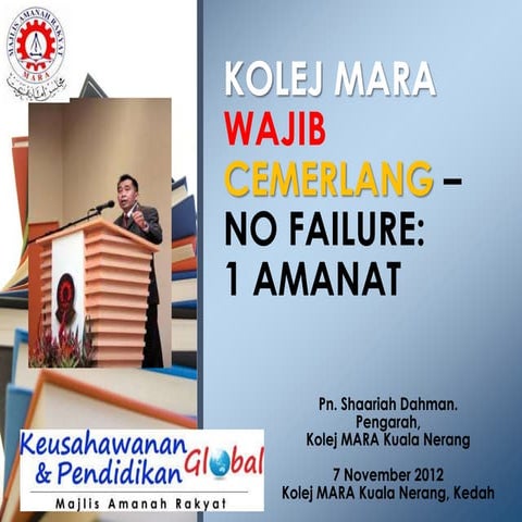 Kolej MARA Kuala Nerang - Amanat Ketua Pengarah MARA | PPT
