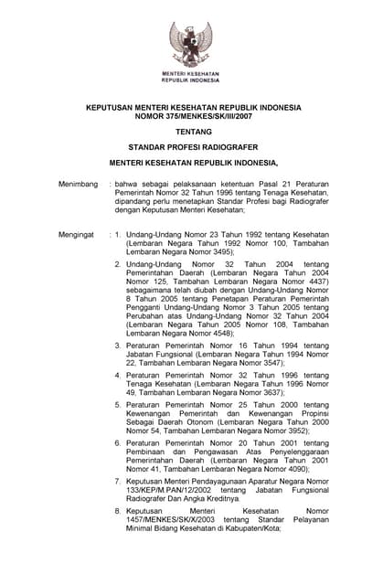 Pmk no. 22 ttg pekerjaan dan praktik ortotis prostetis | PDF