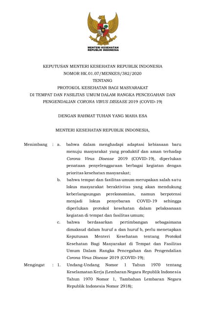 Surat Edaran Menteri BUMN Nomor SE-1/MBU/03/2020 | PDF