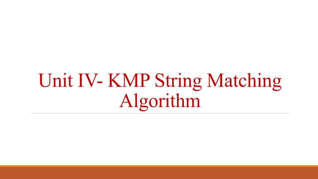 Kmp String Matching Algorithm Ppt 3669