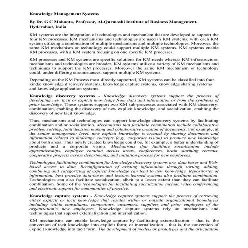 Knowledge Management Systems | DOCX