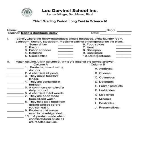 Science 4 3rd lt | PDF