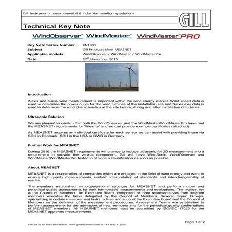 GILL Instruments' and MEASNET - WindObserver, WindMaster, WindMaster Pro | PDF