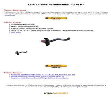 K&n 57 1548 performance intake kit | PDF
