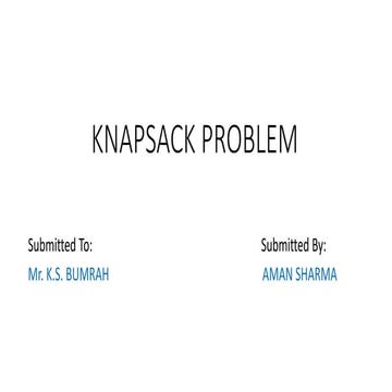 Knapsack Problem Ppt