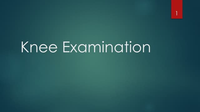 Knee examination | PDF