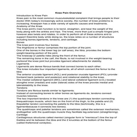 Knee pain | PDF | Death, Injury, or Military Conflict | Sensitive Topics