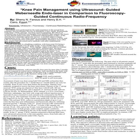 Knee Pain Management using Ultrasound- Guided Weberneedle Endo-laser in ...