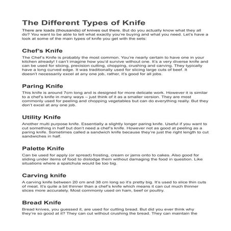 The many types of knife sets | PDF