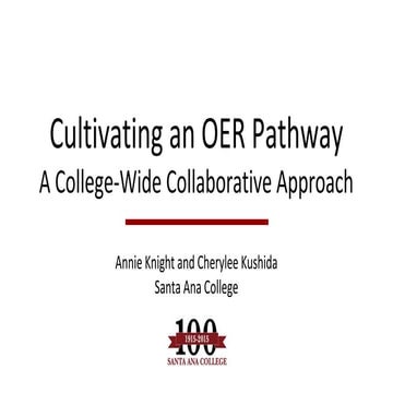 Cultivating an OER Pathway: A College-Wide Collaborative Approach-open ...