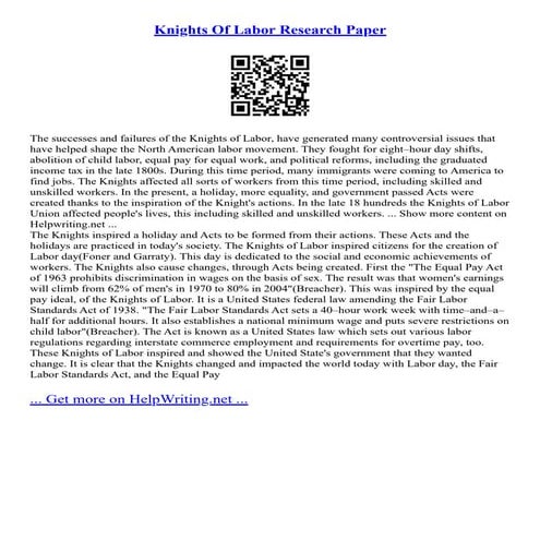 Knights Of Labor Research Paper | PDF
