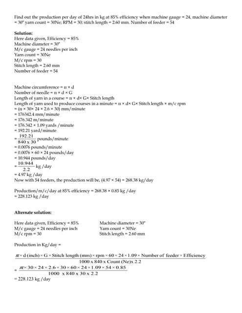 Calculations in weft knitting machines | PDF | Needlework | Arts and Crafts
