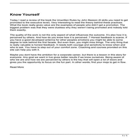 Know Yourself | PDF