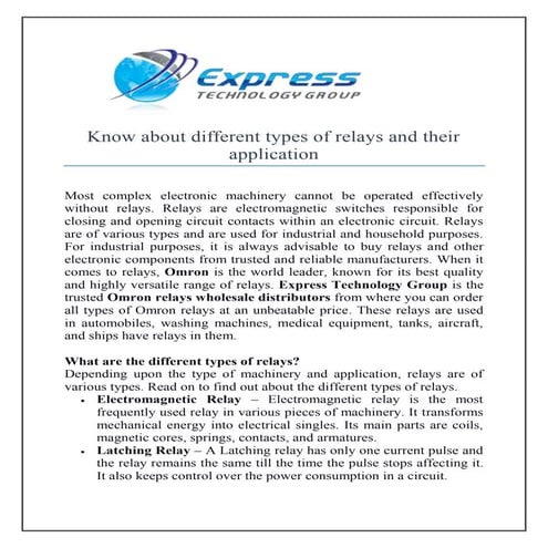 Know About Different Types of Relays and Their Application.pdf
