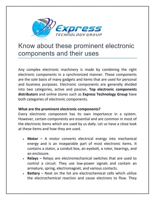 Electronic components ppt | PPTX