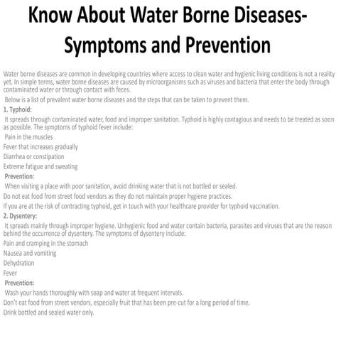 Know About Water Borne Diseases Symptoms and Prevention.pptx