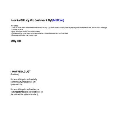 There Was An Old Lady Who Swallowed A Fly | PPT