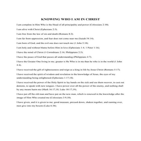Knowing who i am in christ | PDF