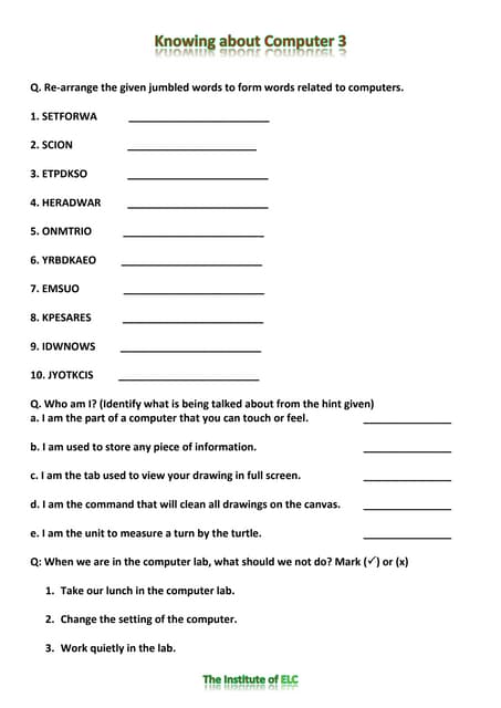 Grade Prep computer worksheet | DOCX | Computer Peripherals | Computing