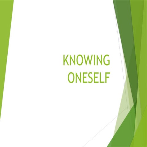 PERSONALITY DEVELOPMENT - KNOWING ONESELF | PPTX