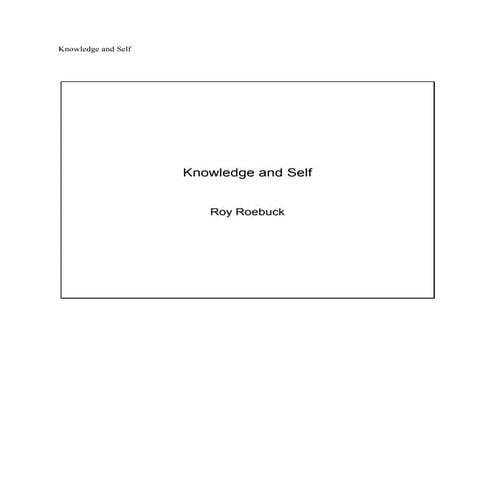 Knowledge And Self (PDF) | PDF