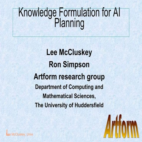 Knowledge Formulation For Ai Planning | PPT