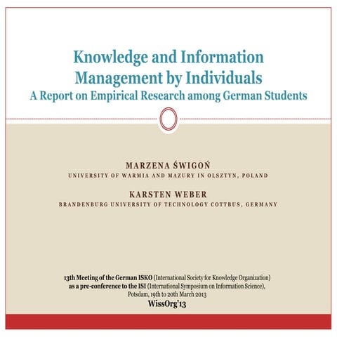 Knowledge and information management by individuals | PPT