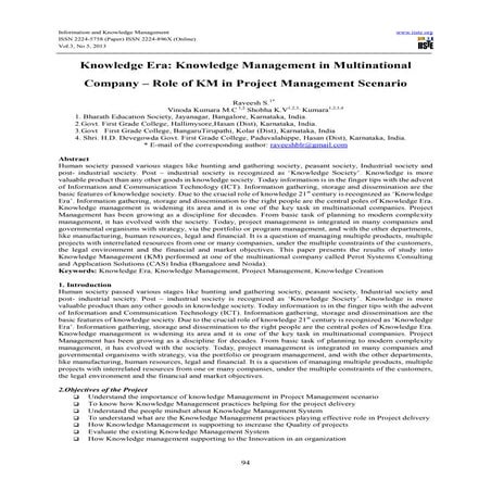 Knowledge era knowledge management in multinational company – role of ...