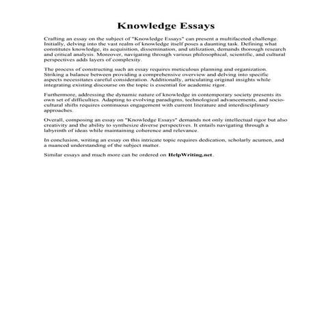 Knowledge Essays | PDF | Substance Abuse | Diseases and Conditions
