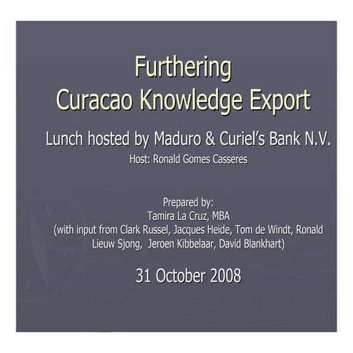 Knowledge Export Lunch Oct08 Tlc | PPT