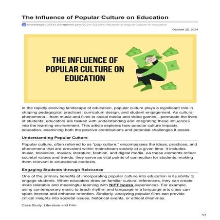 The Influence of Popular Culture on Education | PDF