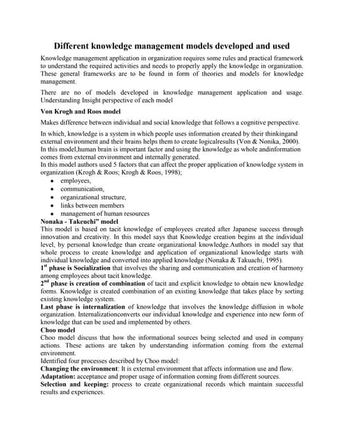 Knowledge Management Models | PPTX