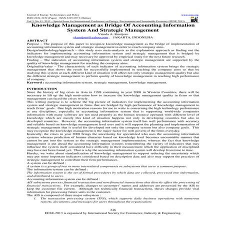 Knowledge management as bridge of accounting information system and strategic management | PDF