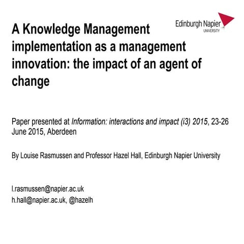 A Knowledge Management implementation as a management innovation: the ...