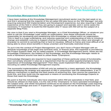 Knowledge Management Roles | PDF