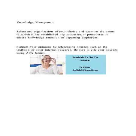 Knowledge ManagementSelect and organization of your choice | DOCX