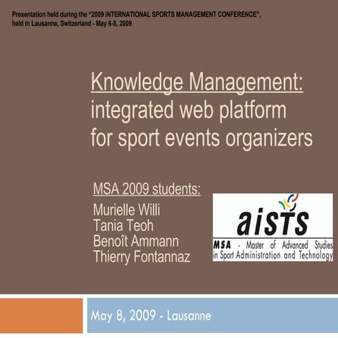 Knowledge Management: integrated web platform for sport events ...