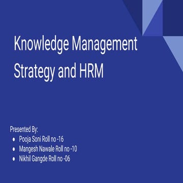 Knowledge management, strategy and HRM | PPTX
