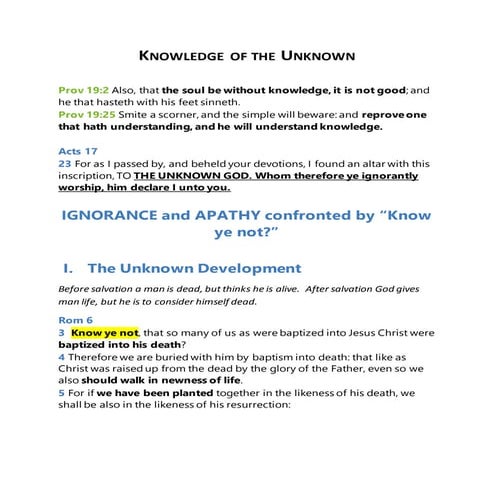 Knowledge of the unknown | PDF