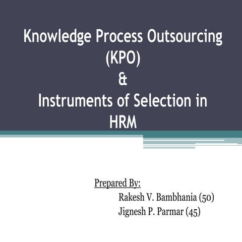Knowledge process outsourcing ppt | PPTX