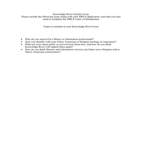 Knowledge River Scholar Essay 1 | DOC